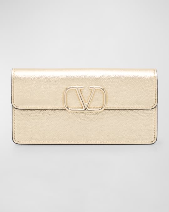 Valentino Garavani VLOGO Signature Metallic Leather Wallet on Chain ...