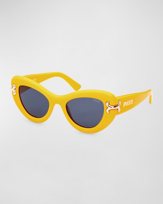 Pucci Filigree Acetate & Metal Cat-Eye Sunglasses | Neiman Marcus