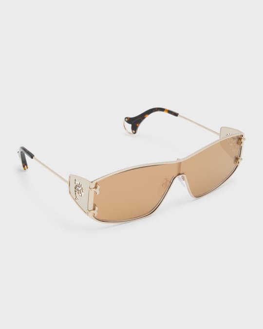 Pucci Metal & Acetate Shield Sunglasses | Neiman Marcus