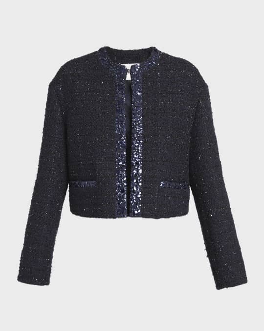 Valentino Garavani Sequin-Embroidered Metallic Glaze Tweed Jacket | Neiman Marcus