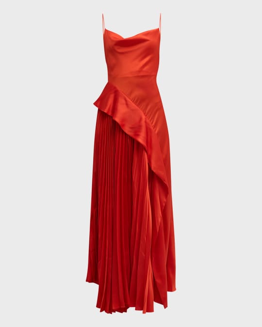 Acler Osullivan Sleeveless Ruffle Pleated Maxi Dress | Neiman Marcus