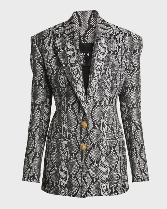 Balmain Python-Print 2 Button Fitted Blazer | Neiman Marcus