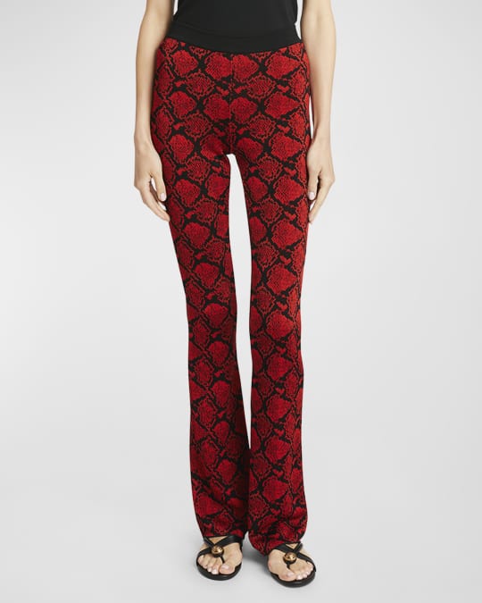 Balmain Python Jacquard-Knit Bootcut Pants | Neiman Marcus
