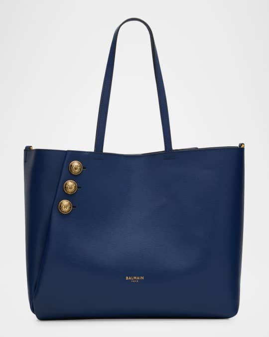 Balmain Embleme Shopper Tote Bag in Grained Leather | Neiman Marcus
