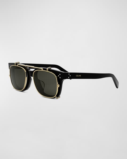 Celine Men's Bold Blue Light-Blocking Square Glasses | Neiman Marcus