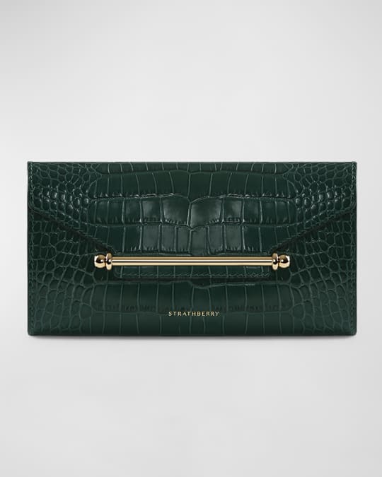 STRATHBERRY Multrees Croc-Embossed Wallet on Chain | Neiman Marcus
