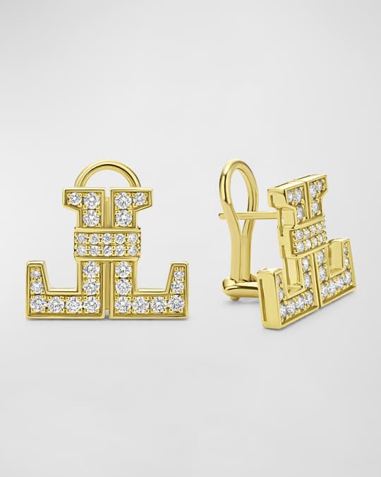 LAGOS 18K Gold Diamond L Earrings | Neiman Marcus