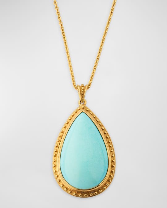 NM Estate 18K Yellow Gold Turquoise Pear Bezel Necklace | Neiman Marcus