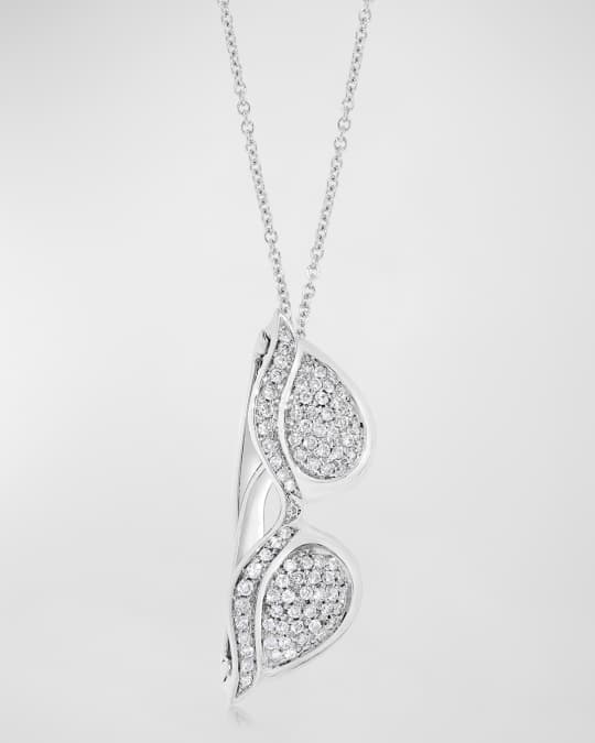 Andreoli 18K White Gold Diamond Cat Eye Glasses Necklace | Neiman Marcus