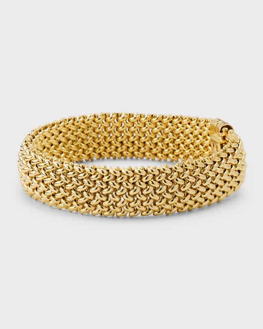 Alberto Milani 18K Yellow Gold Via Ornato Chicco Chain Bracelet, 14mm ...