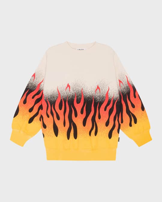 Molo Boy's Monti Flames Graphic Sweatshirt, Size 8-12 | Neiman Marcus