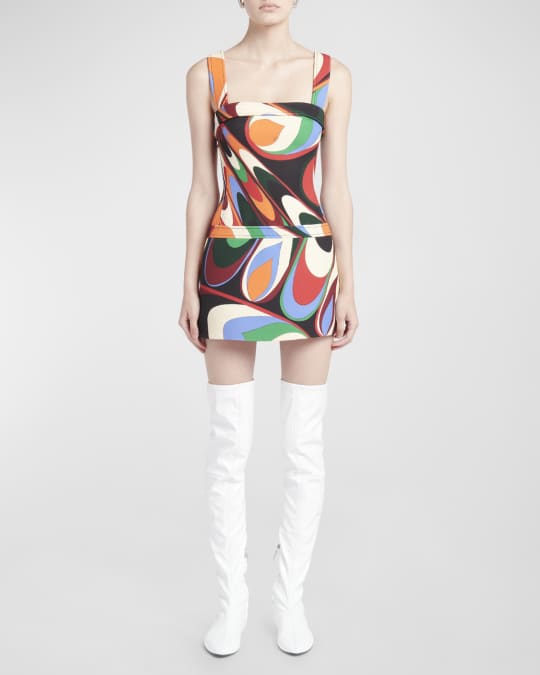 Pucci Abstract-Print Sleeveless Drop-Waist Mini Dress | Neiman Marcus