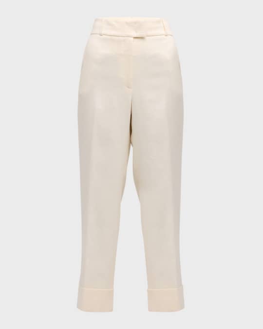 Peserico Cropped High-Rise Twill Palazzo Pants | Neiman Marcus