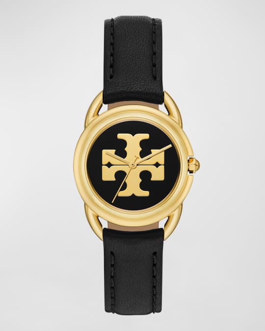 Tory Burch The Miller Three Hand Gold Tone Stainless Steel Watch, Black ...