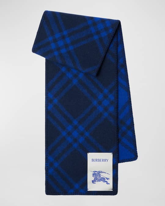 Burberry Men's Wool Check EKD Label Scarf | Neiman Marcus
