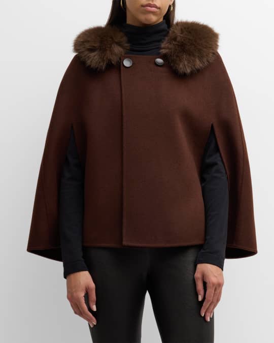 Kelli Kouri Faux Fur Collared Cape | Neiman Marcus