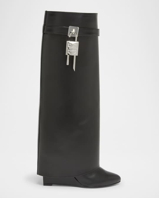 Givenchy Shark Lock Wide Leather Boots | Neiman Marcus