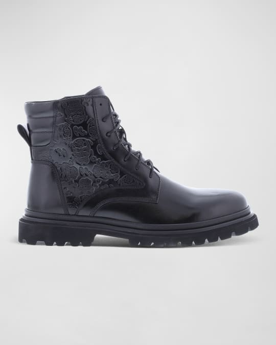 Robert Graham Men's Geneva Embossed Leather Lace-Up Boots | Neiman Marcus