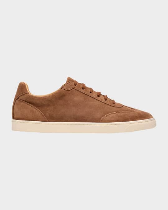 Brunello Cucinelli Men's Suede T-Toe Low-Top Sneakers | Neiman Marcus