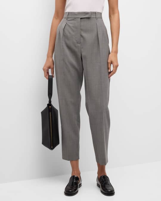 Max Mara Studio Daniel Pleated High-Rise Cropped Pants | Neiman Marcus