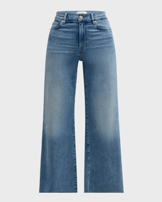 FRAME Le Palazzo Wide-Leg Raw-Hem Cropped Jeans | Neiman Marcus