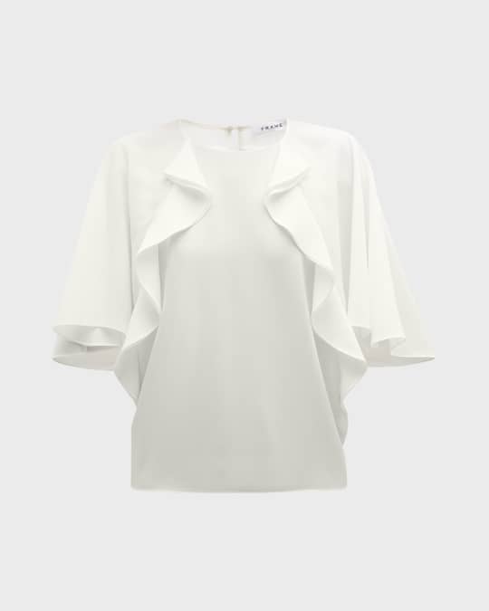 FRAME Short-Sleeve Ruffle Blouse | Neiman Marcus
