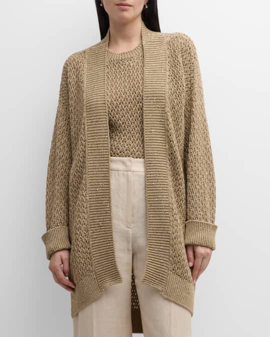Eleventy Metallic Chunky Knit Cardigan | Neiman Marcus