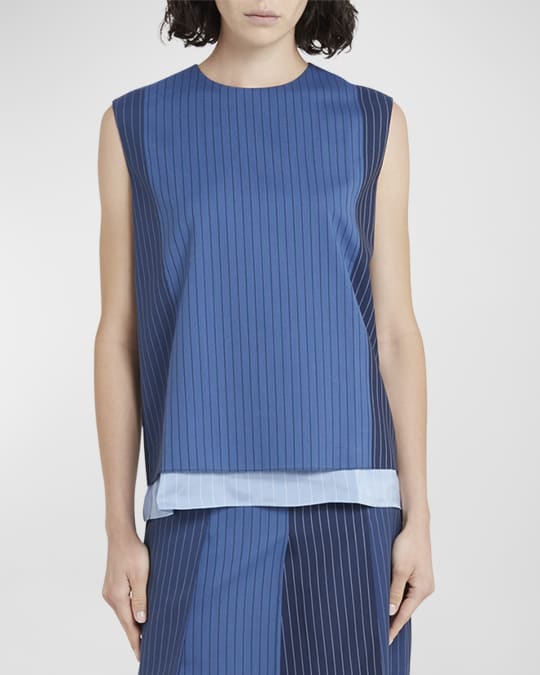 Marni Colorblock Striped Sleeveless Layered Top | Neiman Marcus
