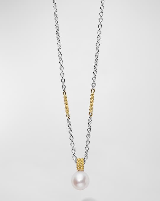 LAGOS Sterling Silver and 18K Luna Pearl Lux Pendant Necklace | Neiman ...