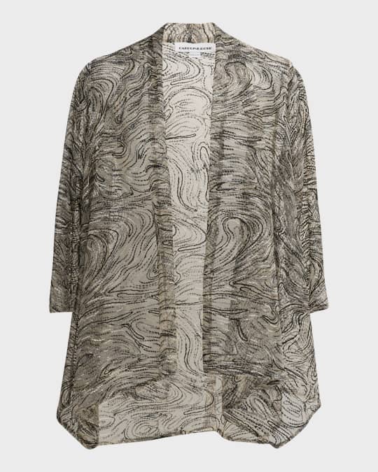 Caroline Rose Embroidered Open-Front Mesh Swing Cardigan | Neiman Marcus