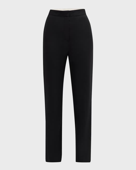 Loulou De Saison Maia High-Rise Straight-Leg Crepe Pants | Neiman Marcus