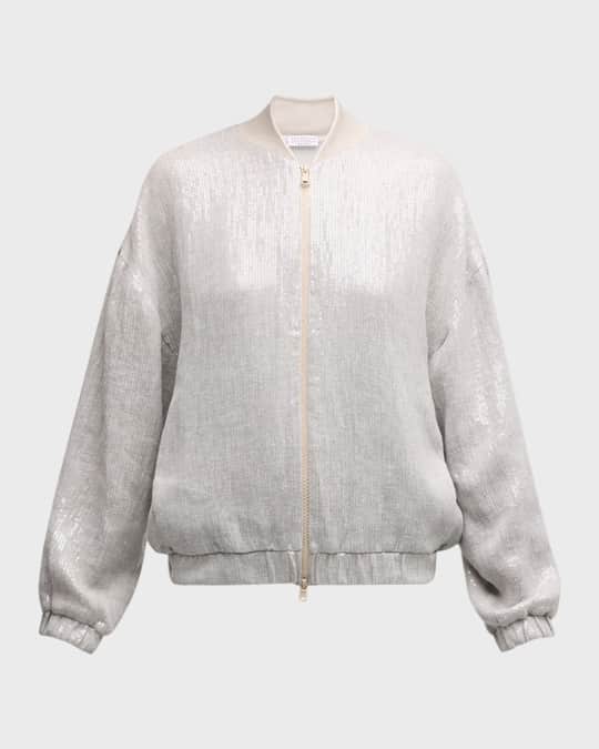 Brunello Cucinelli Paillette Embellished Bomber Jacket | Neiman Marcus