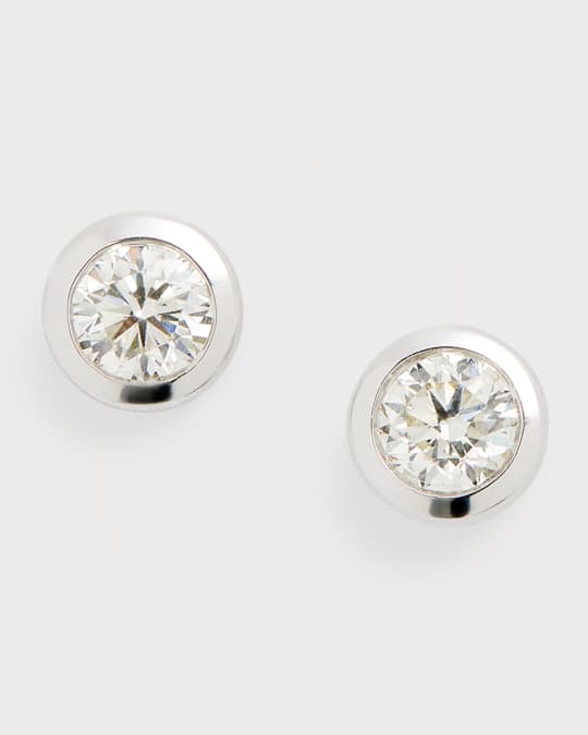 Roberto Coin 18K White Gold Diamond Bezel Stud Earrings, 1.0tcw ...