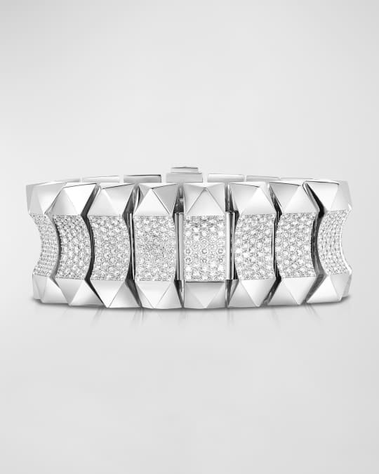 Roberto Coin Rock And Diamonds 18k White Gold Wide Bracelet Neiman Marcus