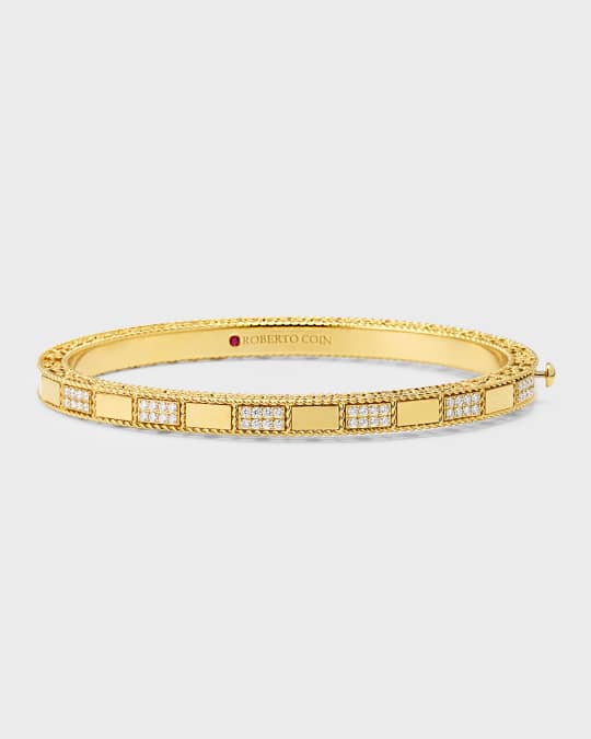 Roberto Coin 18K Petite Art Deco Bangle with Multi Diamond Stations ...