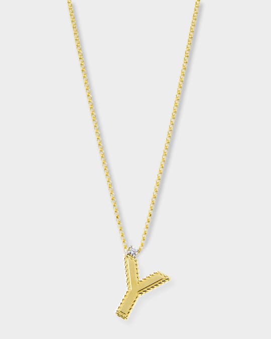 Roberto Coin Princess 18K Yellow Gold Diamond Initial Necklace, Y ...