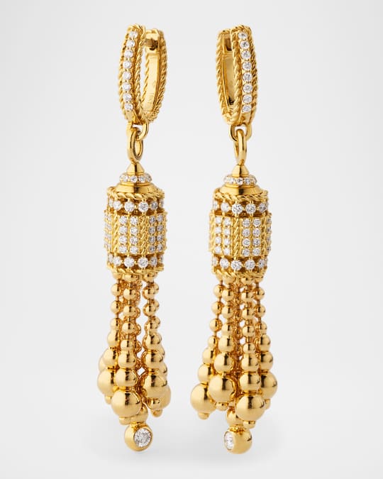 Roberto Coin 18K Yellow Gold Art Deco Tassel Diamond Drop Earrings ...