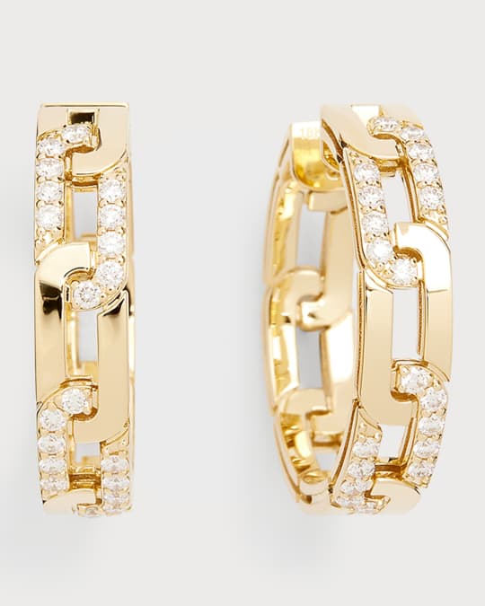 Roberto Coin 18K Yellow Gold Diamond Navarra Hoop Earrings, 20mm ...