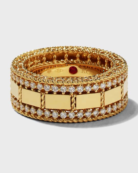 Roberto Coin 18K Yellow Gold Deco Diamond Edge Ring, Size 6.5 | Neiman ...