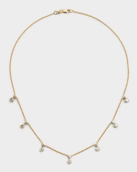 Roberto Coin 18K White Gold 7 Station Diamond Drop Necklace | Neiman Marcus