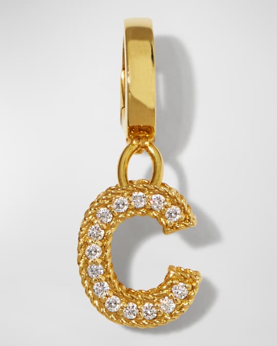Roberto Coin Princess 18K Yellow Gold Diamond Pave Initial Charm, C ...