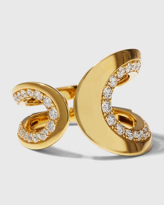 Roberto Coin 18K Yellow Gold Diamond Cheval Ring | Neiman Marcus