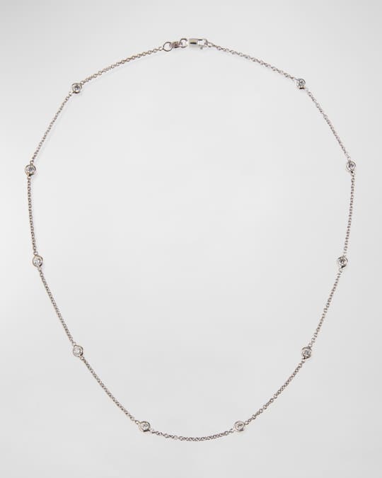 Roberto Coin 18K White Gold Diamond Bezel Necklace | Neiman Marcus