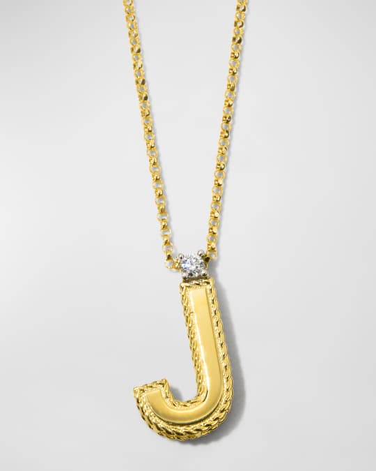 Roberto Coin Princess 18K Yellow Gold Diamond Initial Necklace, J ...
