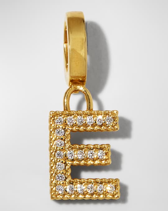 Roberto Coin Princess 18K Yellow Gold Diamond Pave Initial Charm, E ...
