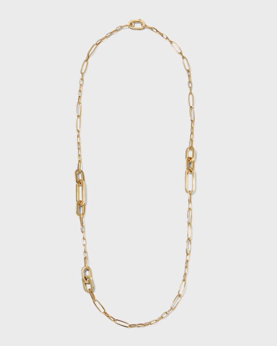 Roberto Coin 18K Yellow Gold Diamond Link Long Necklace, 32"L | Neiman ...