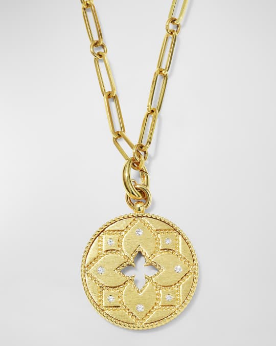 Roberto Coin Venetian Princess 18k Diamond Open Flower Paperclip ...