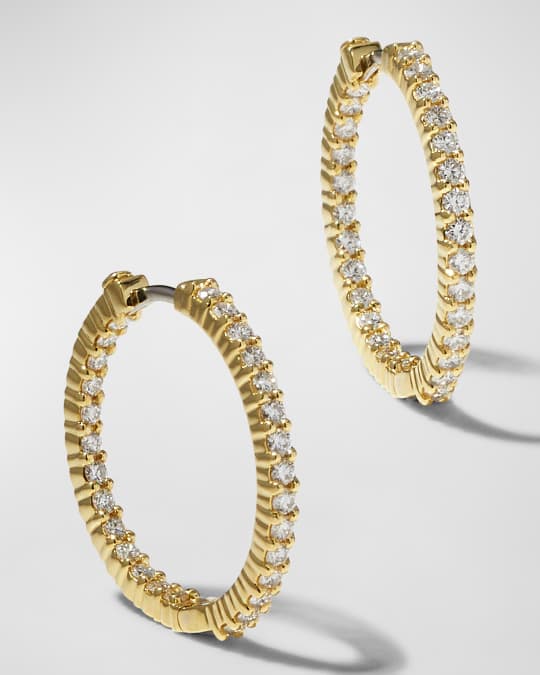 Roberto Coin 18K Yellow Gold Diamond Hoop Earrings, 25mm, 1.53tcw ...