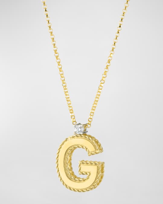 Roberto Coin Princess 18K Yellow Gold Diamond Initial Necklace, G ...