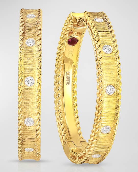Roberto Coin Princess 18K Yellow Gold Diamond Hoop Earrings | Neiman Marcus